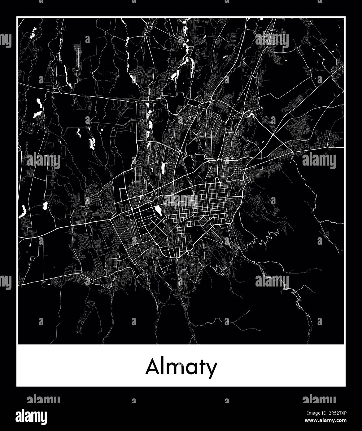 Minimal city map of Almaty (Kazakhstan Minimal city map of Almaty ...