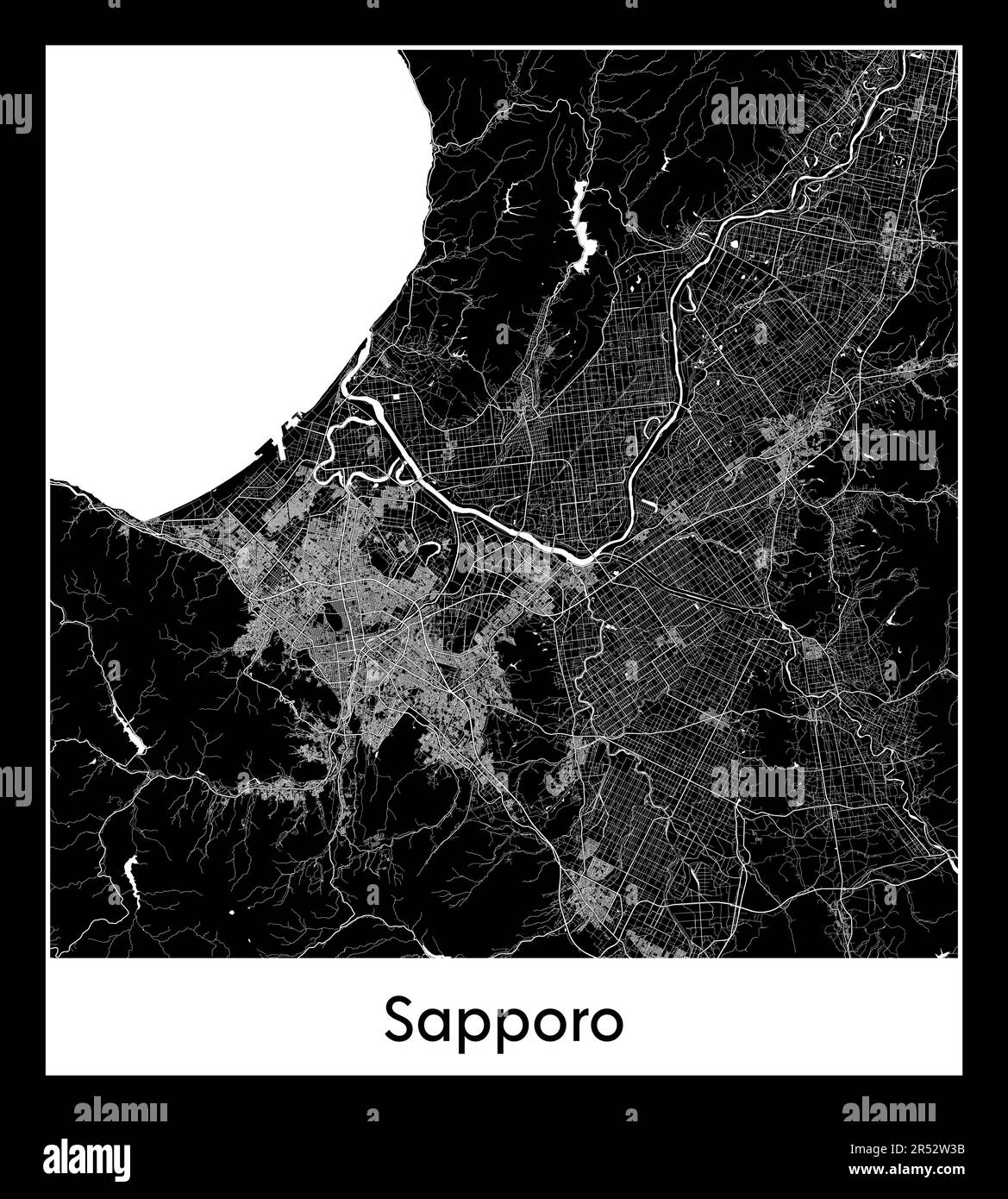 Minimal city map of Sapporo (Japan AsiaMinimal city map of Sapporo ...