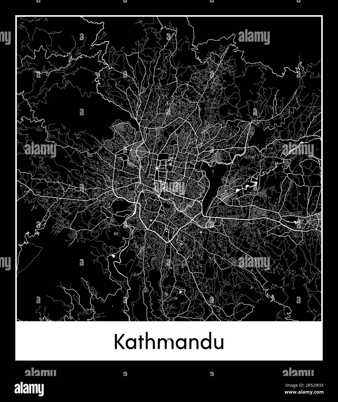 Minimal city map of Kathmandu (Nepal AMinimal city map of Kathmandu ...