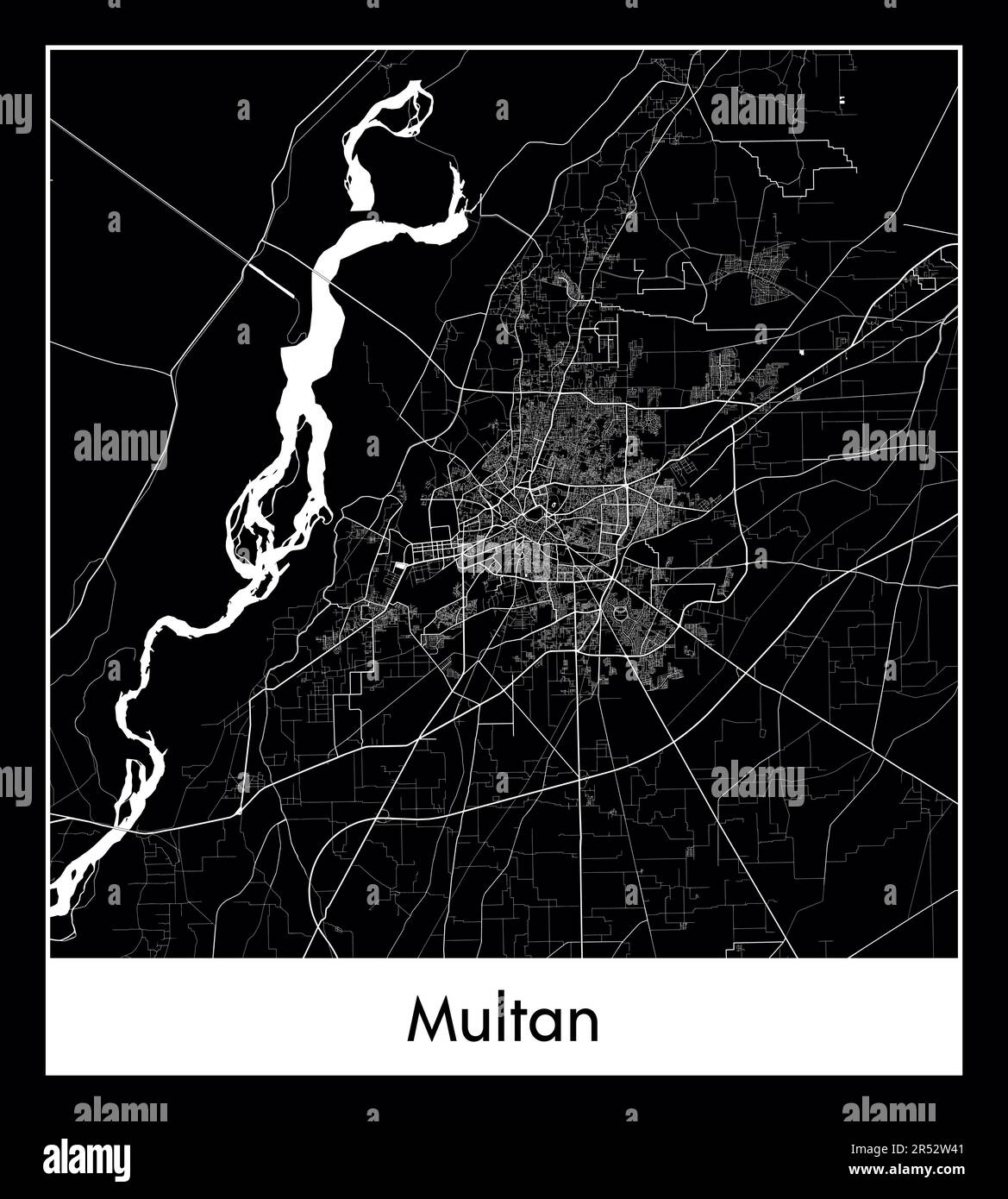 Minimal city map of Multan (Pakistan AsiMinimal city map of Multan ...