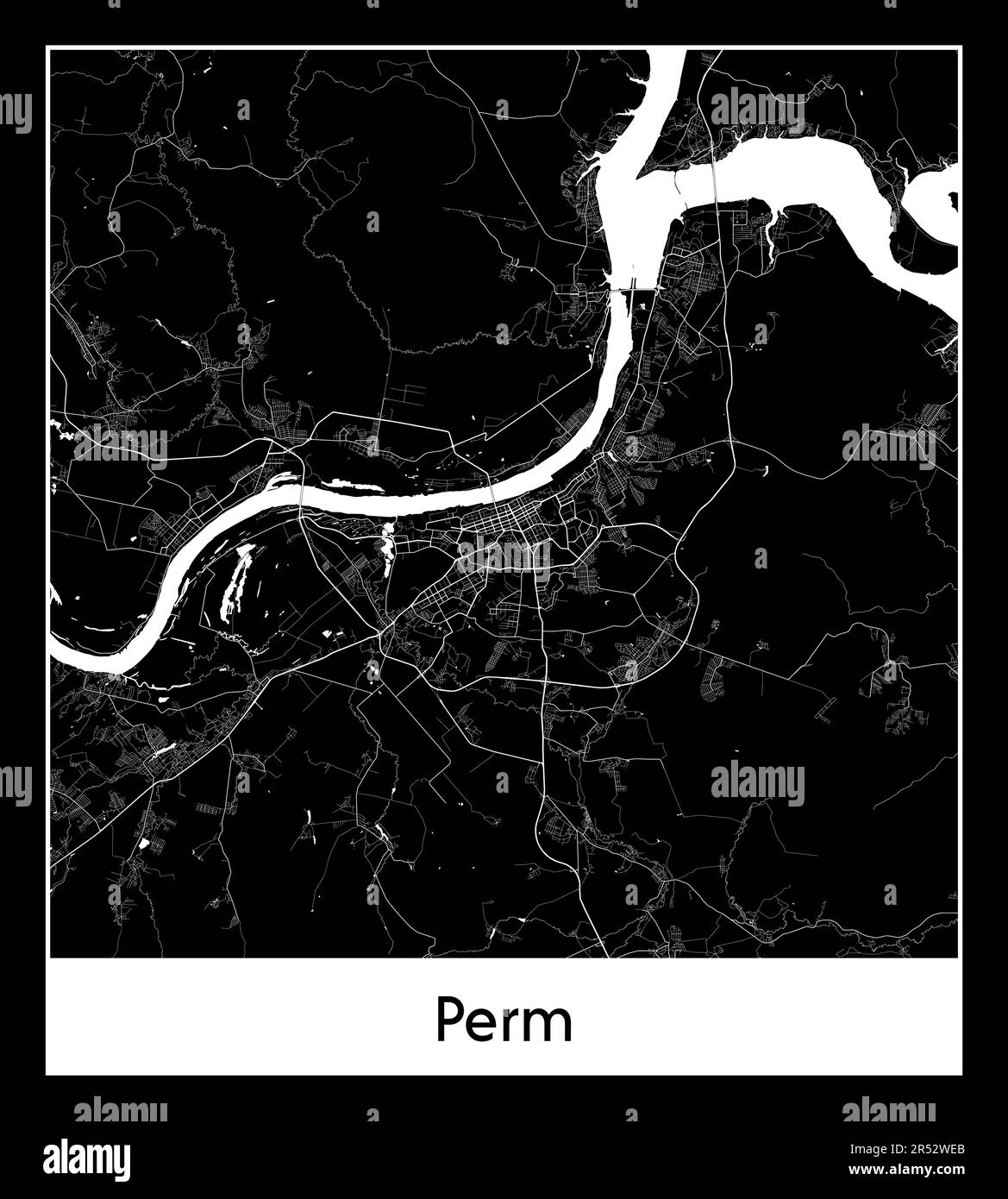Minimal city map of Perm (Russia EuropMinimal city map of Perm (Russia ...