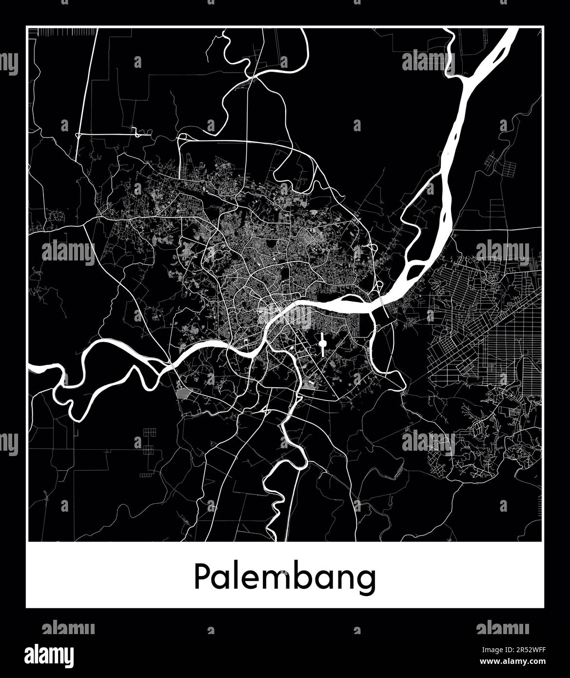 Minimal city map of Palembang (Indonesia Asia Stock Vector Image & Art ...