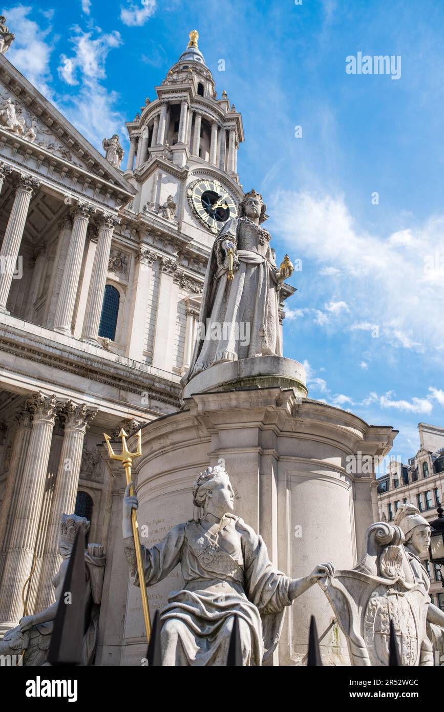London, United Kingdom - 04 06 2023: A statue of Queen Anne is ...