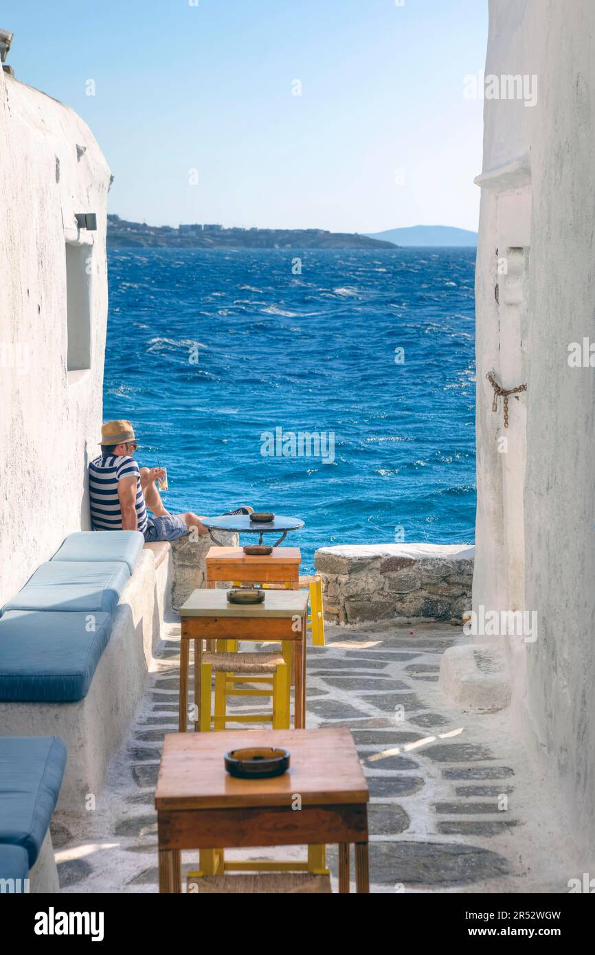 Bar, Tavern, Mykonos, Cyclades, Greece Stock Photo - Alamy