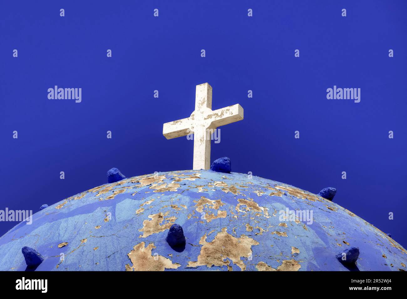Church, Dome roof, Crucifix, Santorini, Cyclades, Cross, Greece Stock ...
