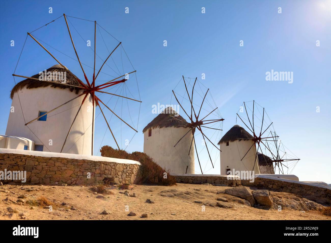 Kato Myli, Windmills, Mykonos, Cyclades, Lower Mill Hill, Greece Stock ...