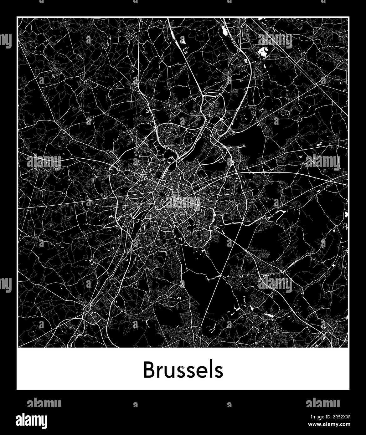 Minimal city map of Brussels (Belgium EMinimal city map of Brussels ...