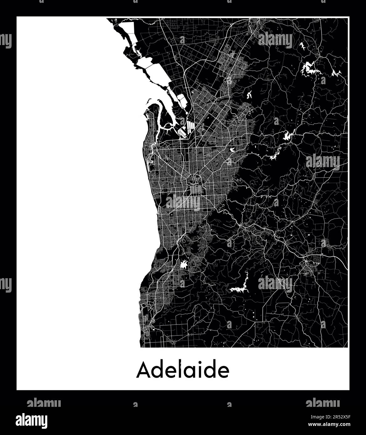 Minimal city map of Adelaide ( Australia)Minimal city map of Adelaide ...