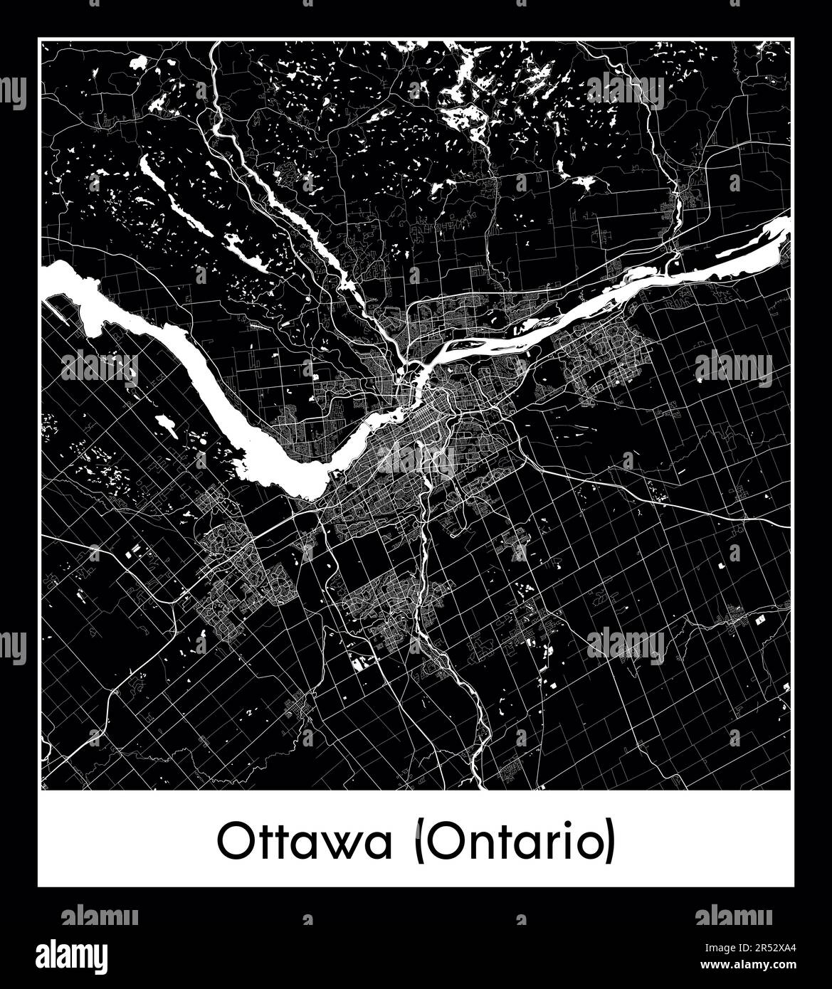 Minimal city map of Ottawa (Ontario) (Canada North America Stock Vector ...