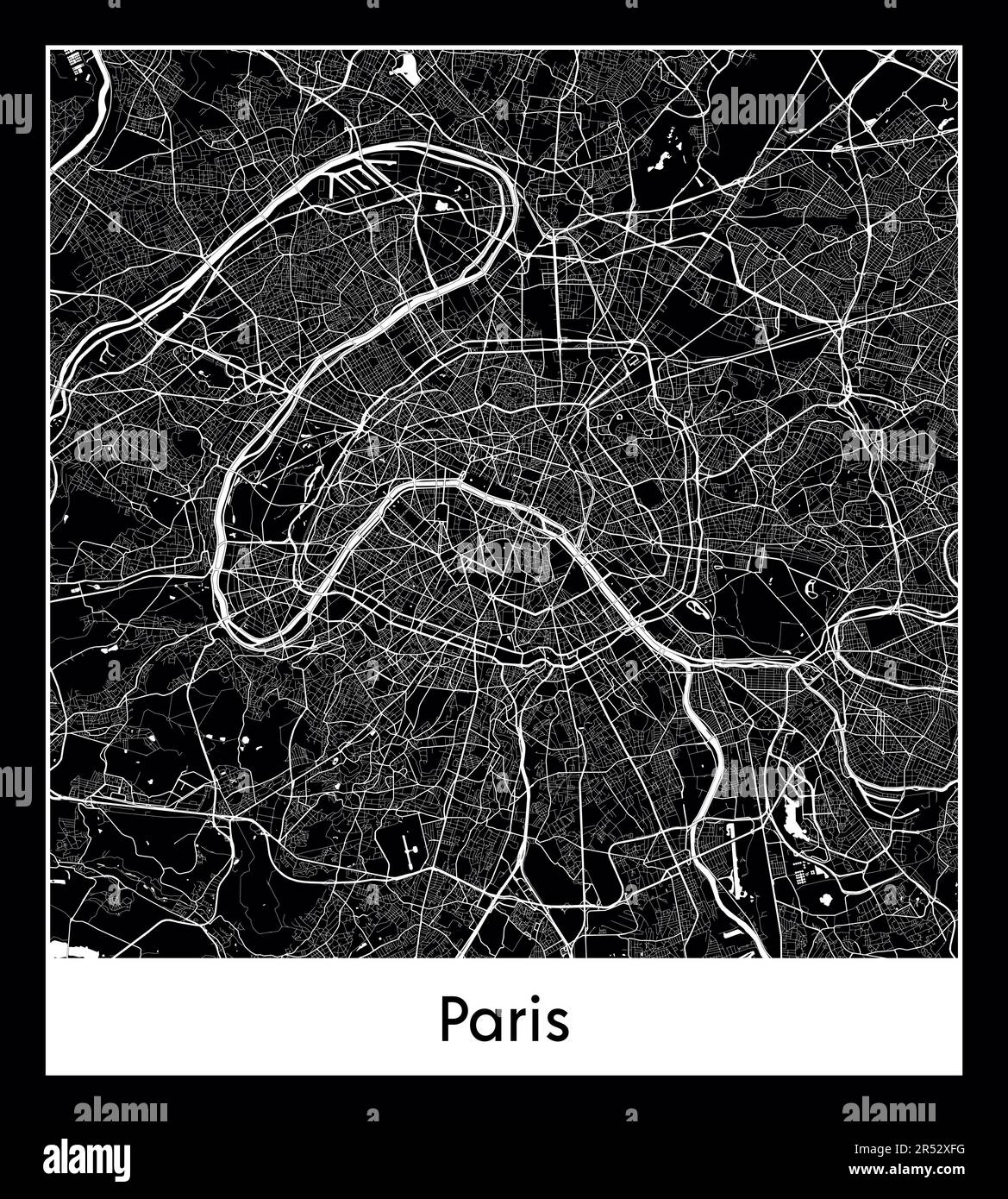 Minimal city map of Paris (France EuropMinimal city map of Paris ...