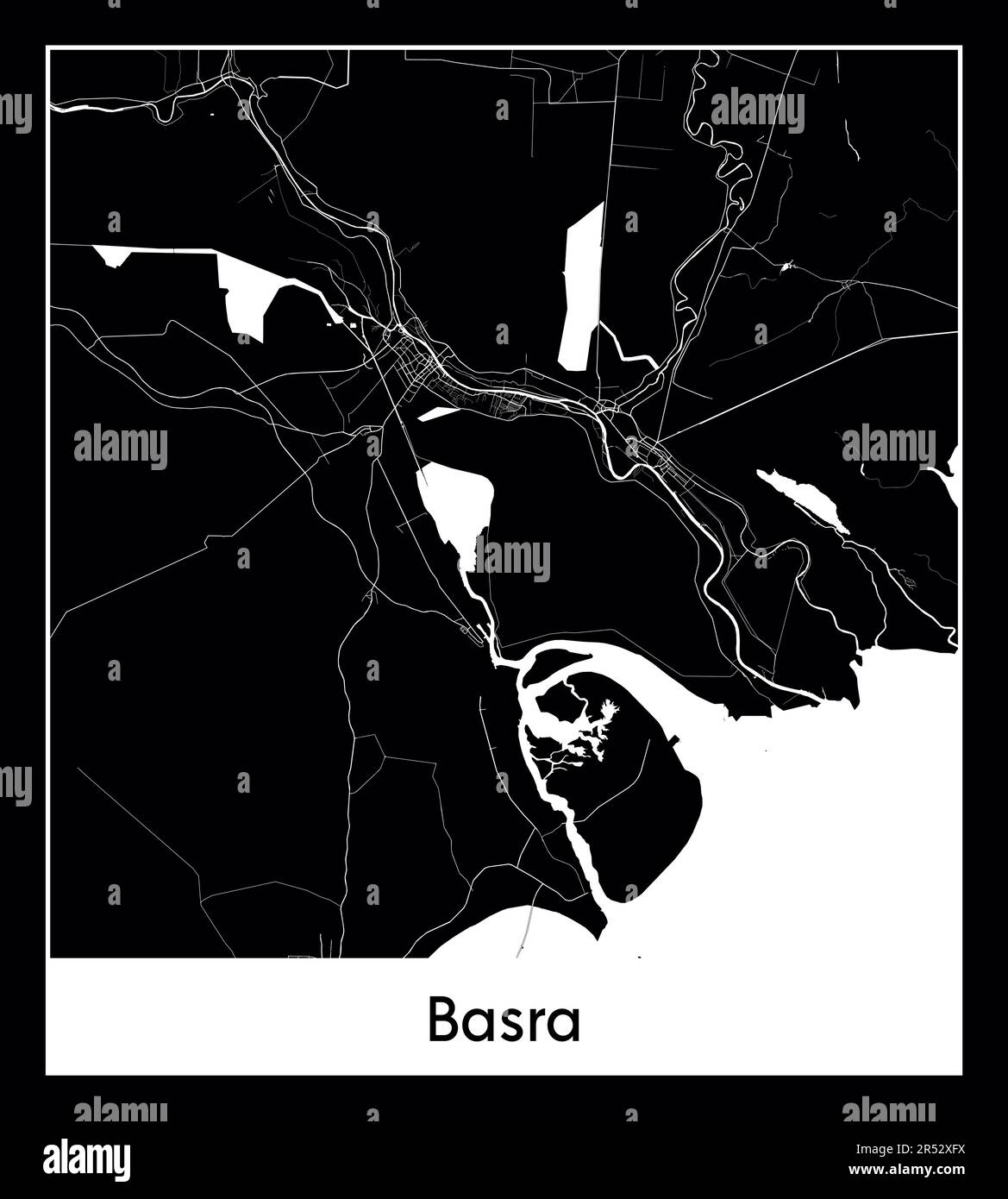 Minimal city map of Basra (Iraq Asia)Minimal city map of Basra (Iraq ...