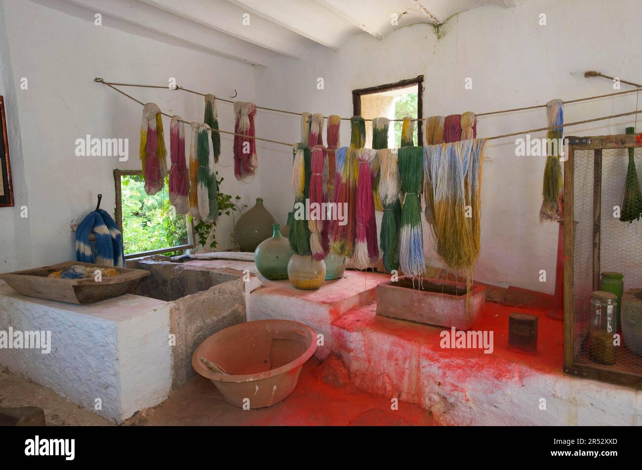 La Granja Estate, Tramuntana, Majorca, Balearic Islands, Spain, Dyeing ...