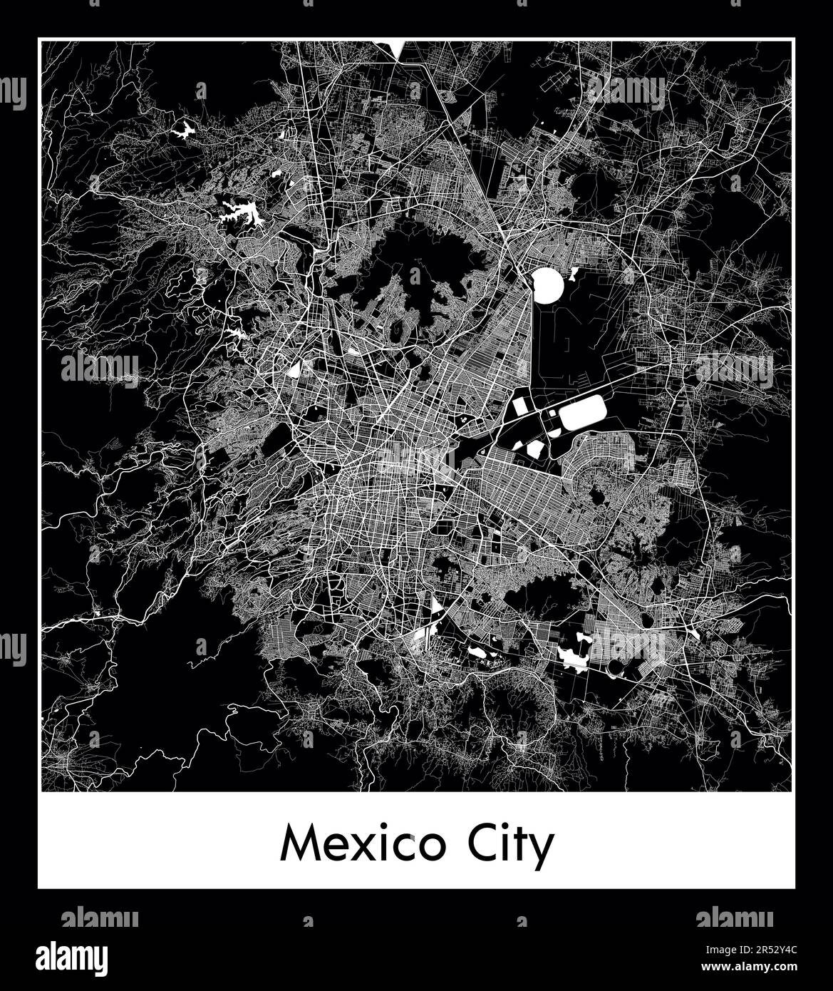 Minimal city map of Mexico City (Mexico North America Stock Vector ...