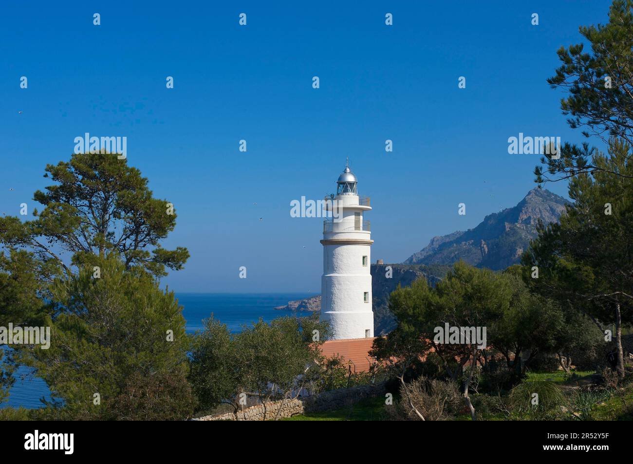 Lighthouse, Cap Gros, Port de Soller, Majorca, Balearic Islands, Spain ...