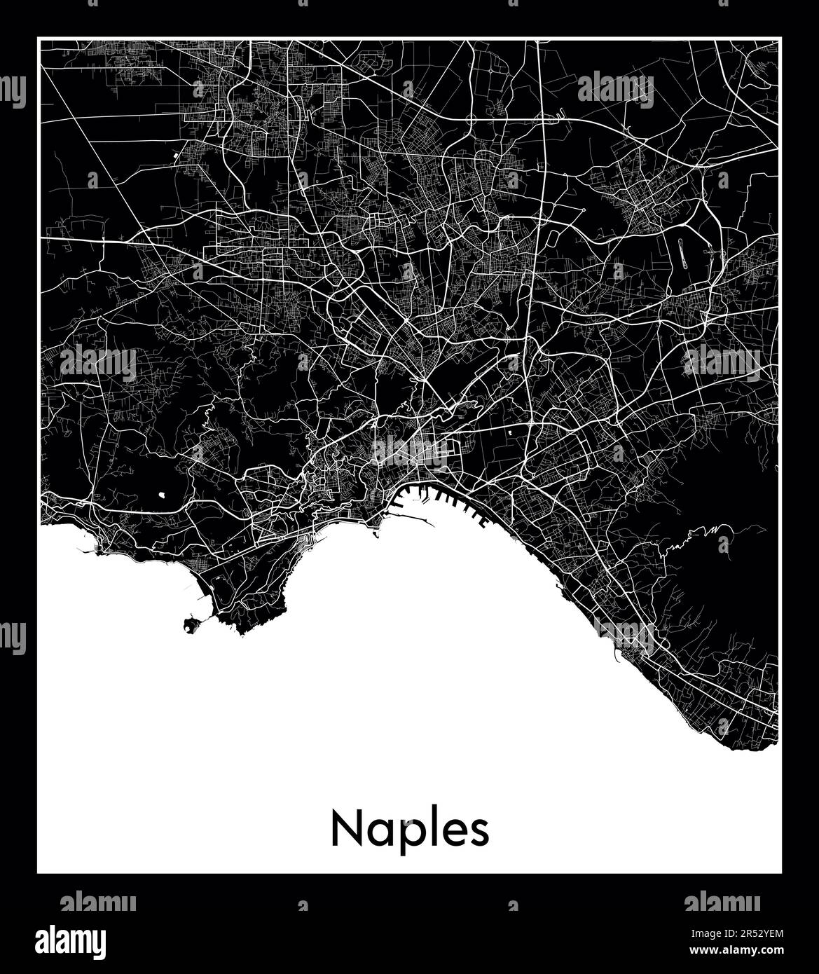 Minimal city map of Naples (Italy EuropeMinimal city map of Naples ...