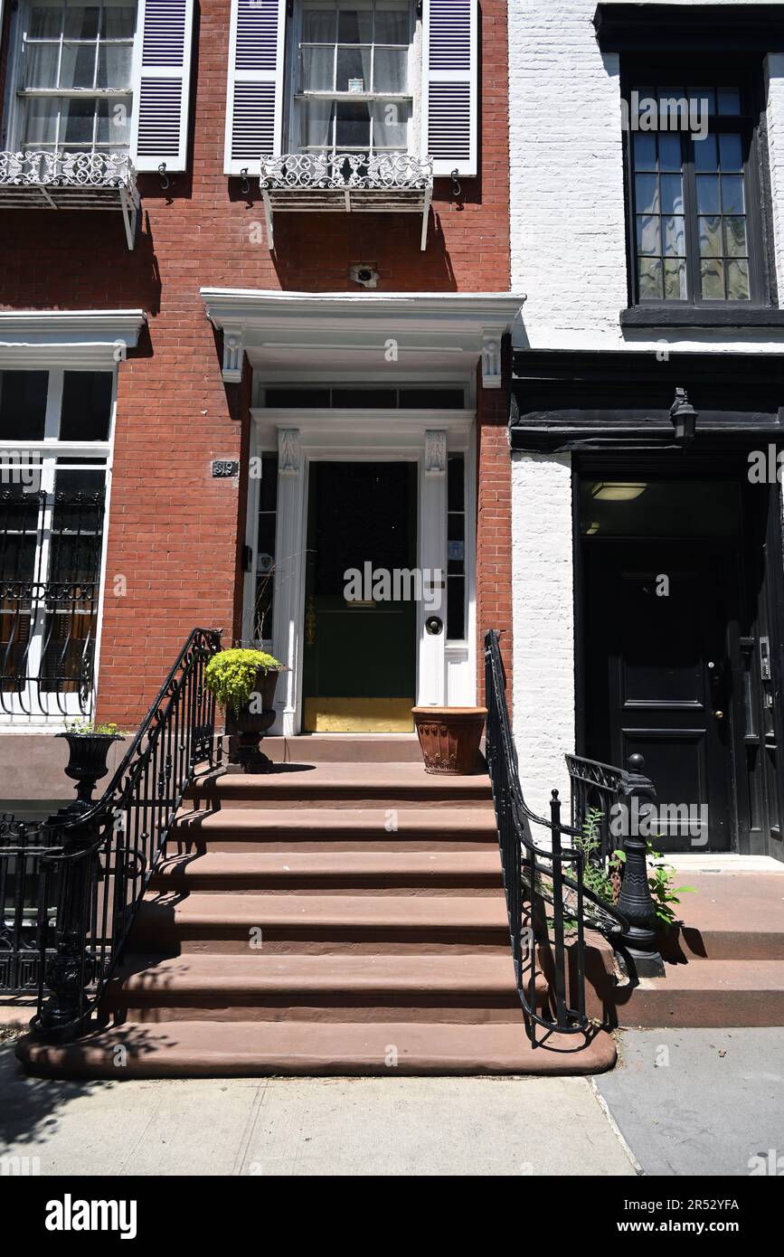 Front stoop to a town home in the Greenwich Village neighborhood of New ...