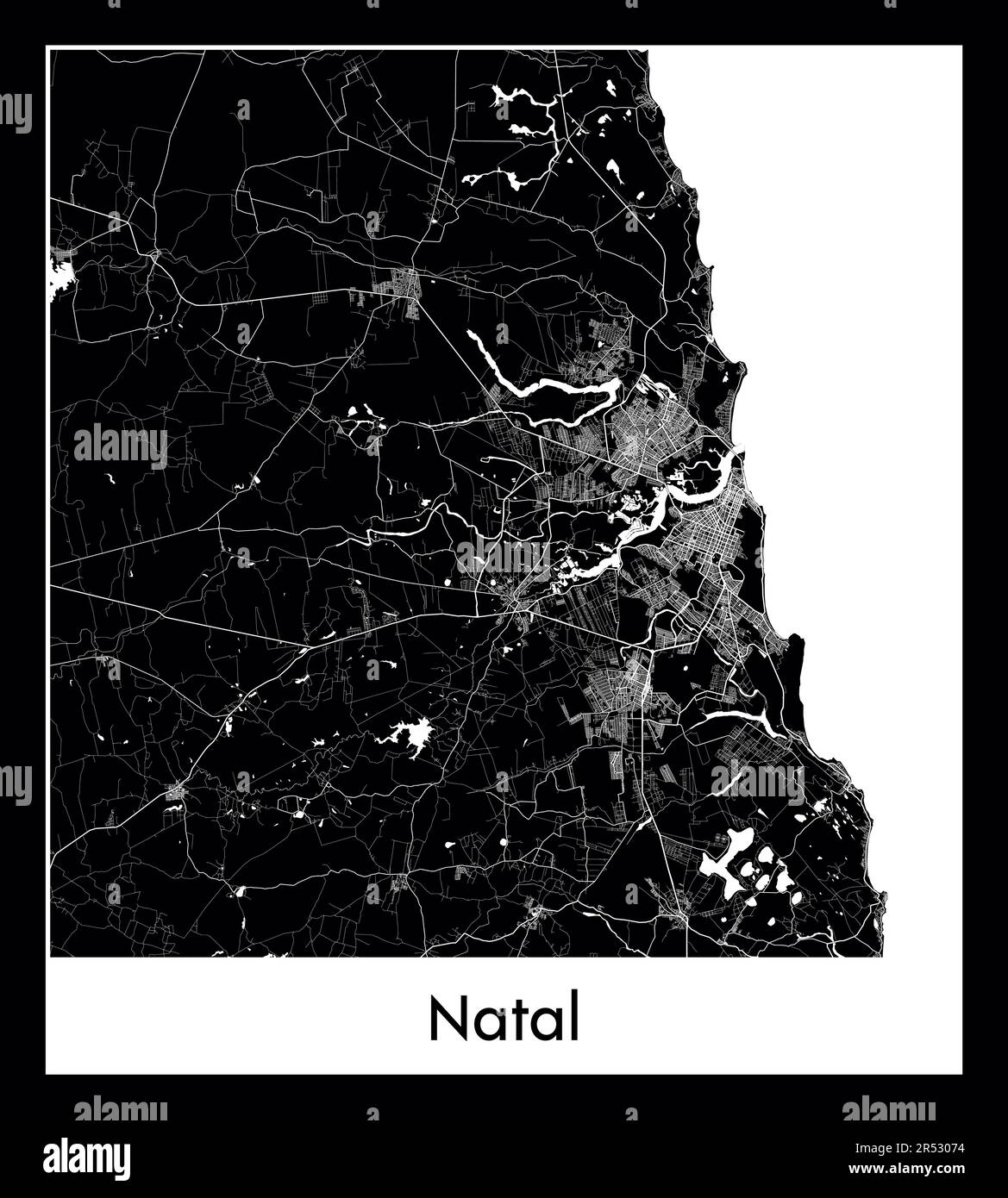 Minimal city map of Natal (Brazil South America Stock Vector Image ...