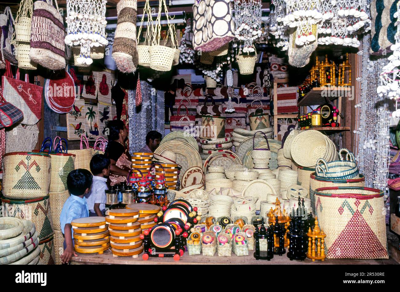 A Palm leaf basket products shop at Courtalam Kutralam Kuttalam, Tamil ...