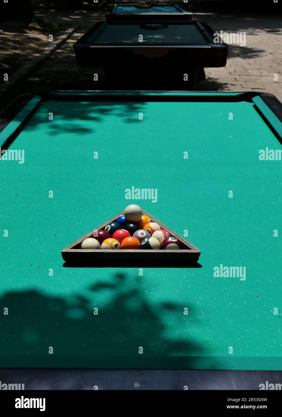 playing billiards in the open air Stock Photo - Alamy