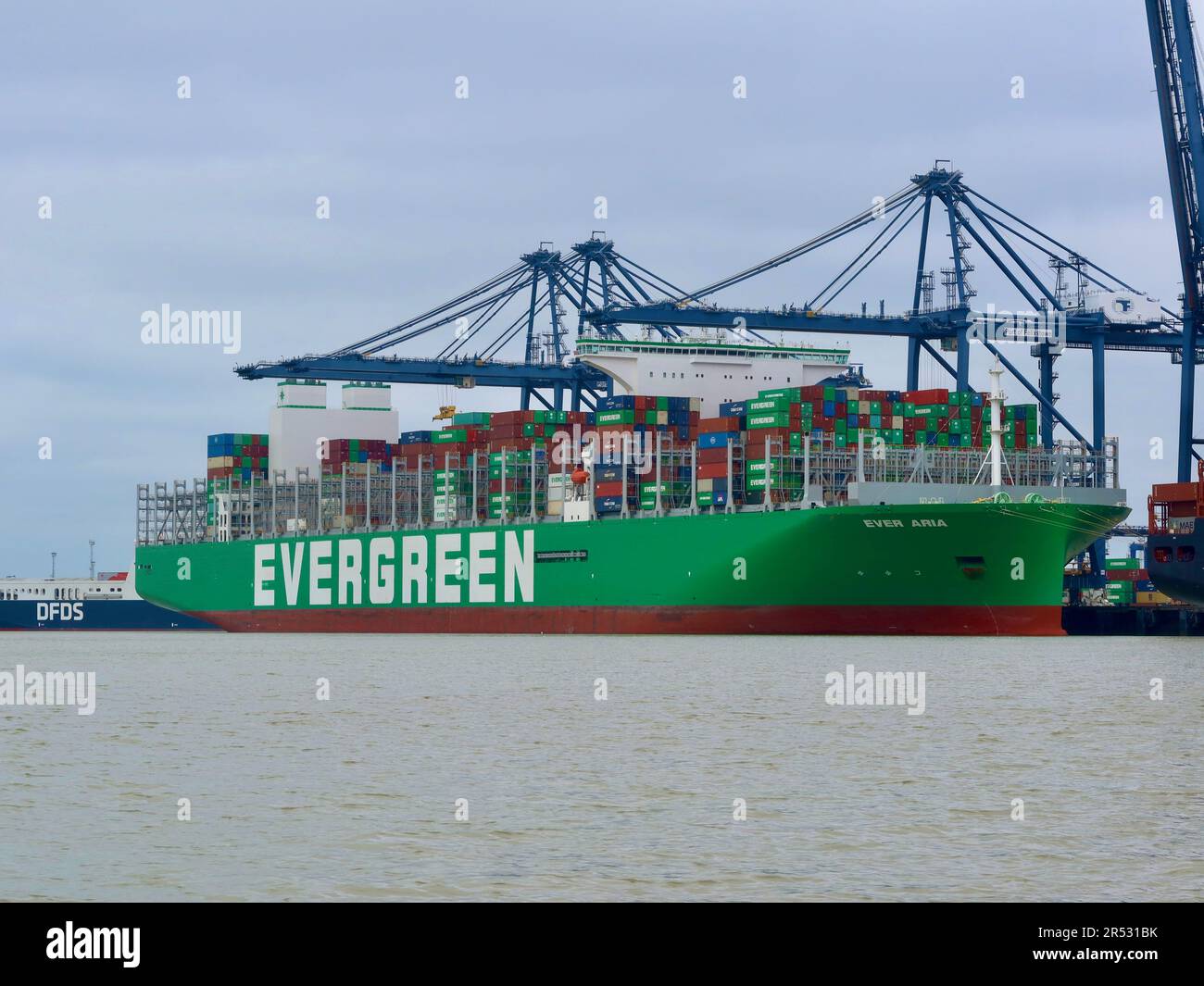 Harwich Harbour, Essex - 31 May 2023 : Evergreen Aria container ship ...