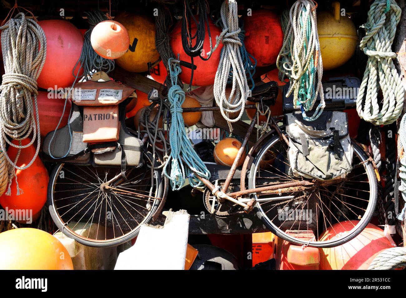 Jetsam, buoy, buoys, bicycle, Maritiem en Jutters Museum, Oudeschild ...