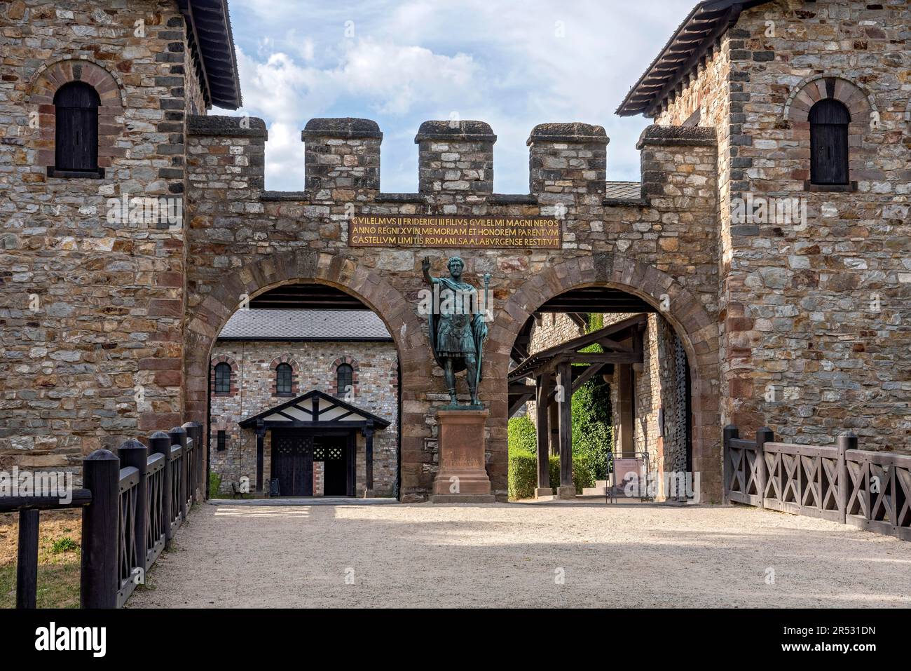 Main gate, Porta Praetoria with bronze statue of Emperor Antoninus Pius ...