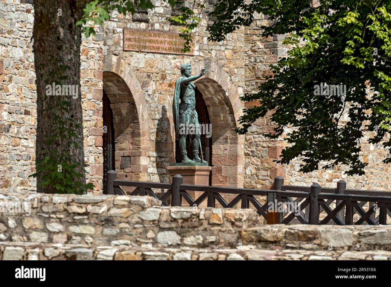 Main gate, Porta Praetoria with bronze statue of Emperor Antoninus Pius ...
