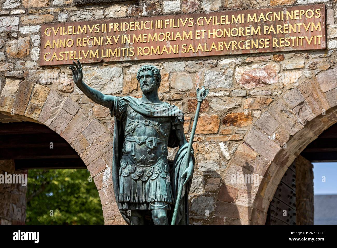 Main gate, Porta Praetoria with bronze statue of Emperor Antoninus Pius ...