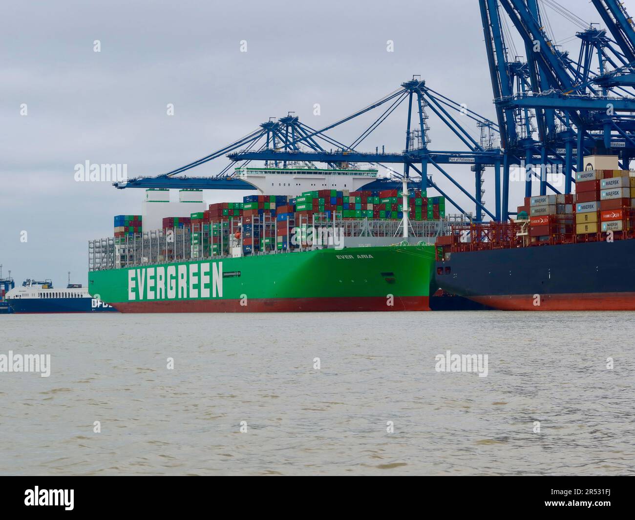 Harwich Harbour, Essex - 31 May 2023 : Evergreen Aria container ship ...