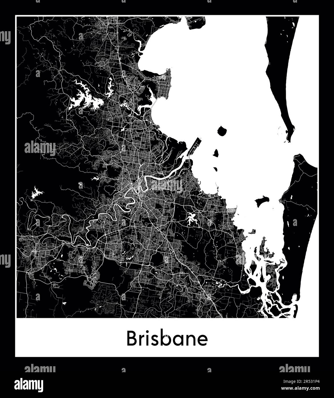 Minimal city map of Brisbane ( Australia)Minimal city map of Brisbane ...