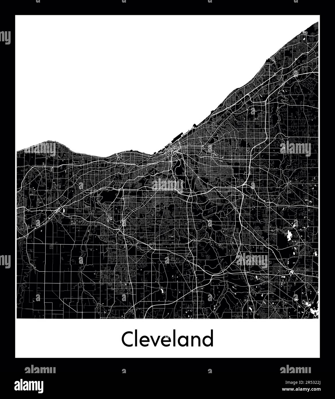 Minimal city map of Cleveland (United States North America Stock Vector ...