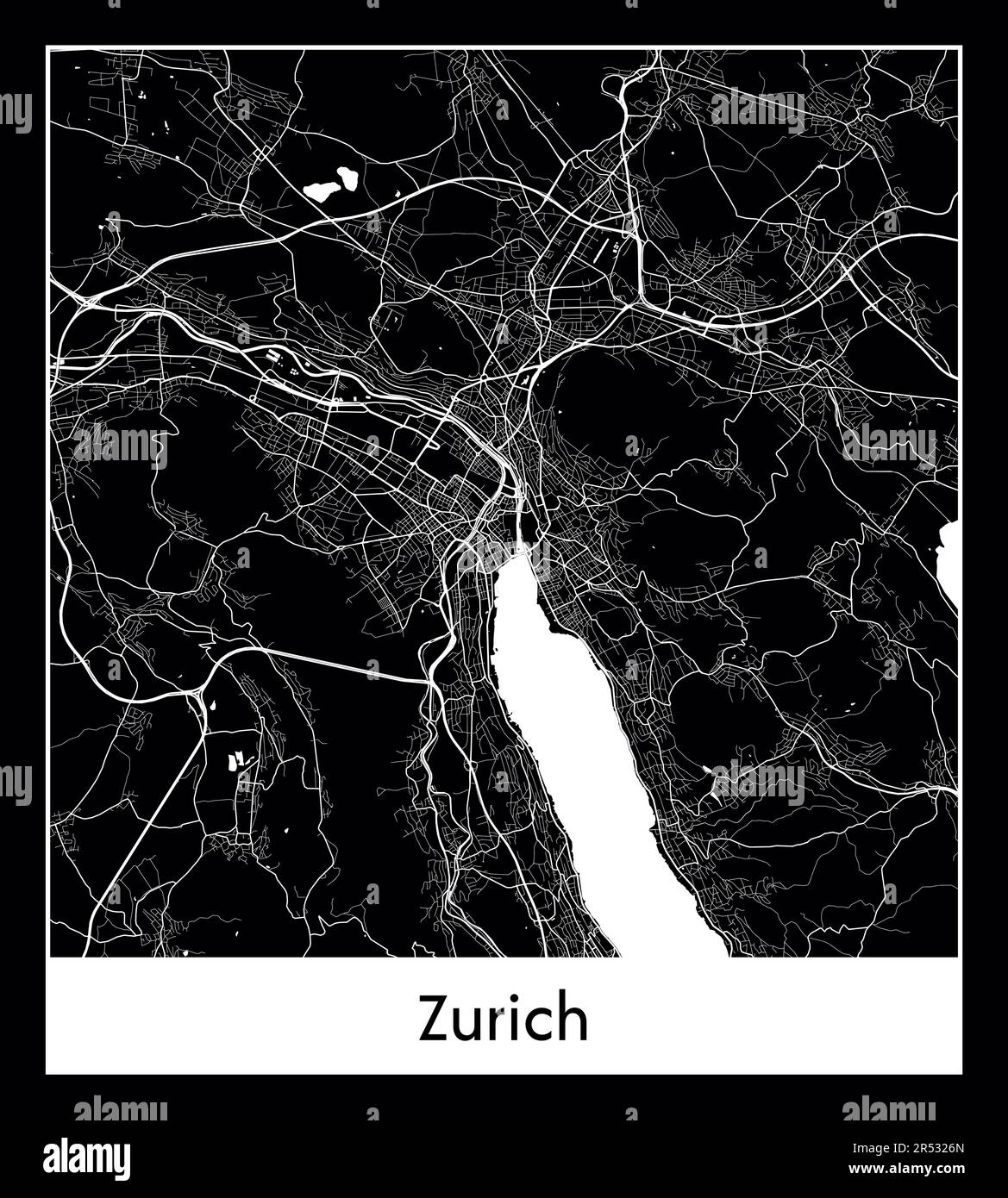 Minimal city map of Zurich (Switzerland Minimal city map of Zurich ...