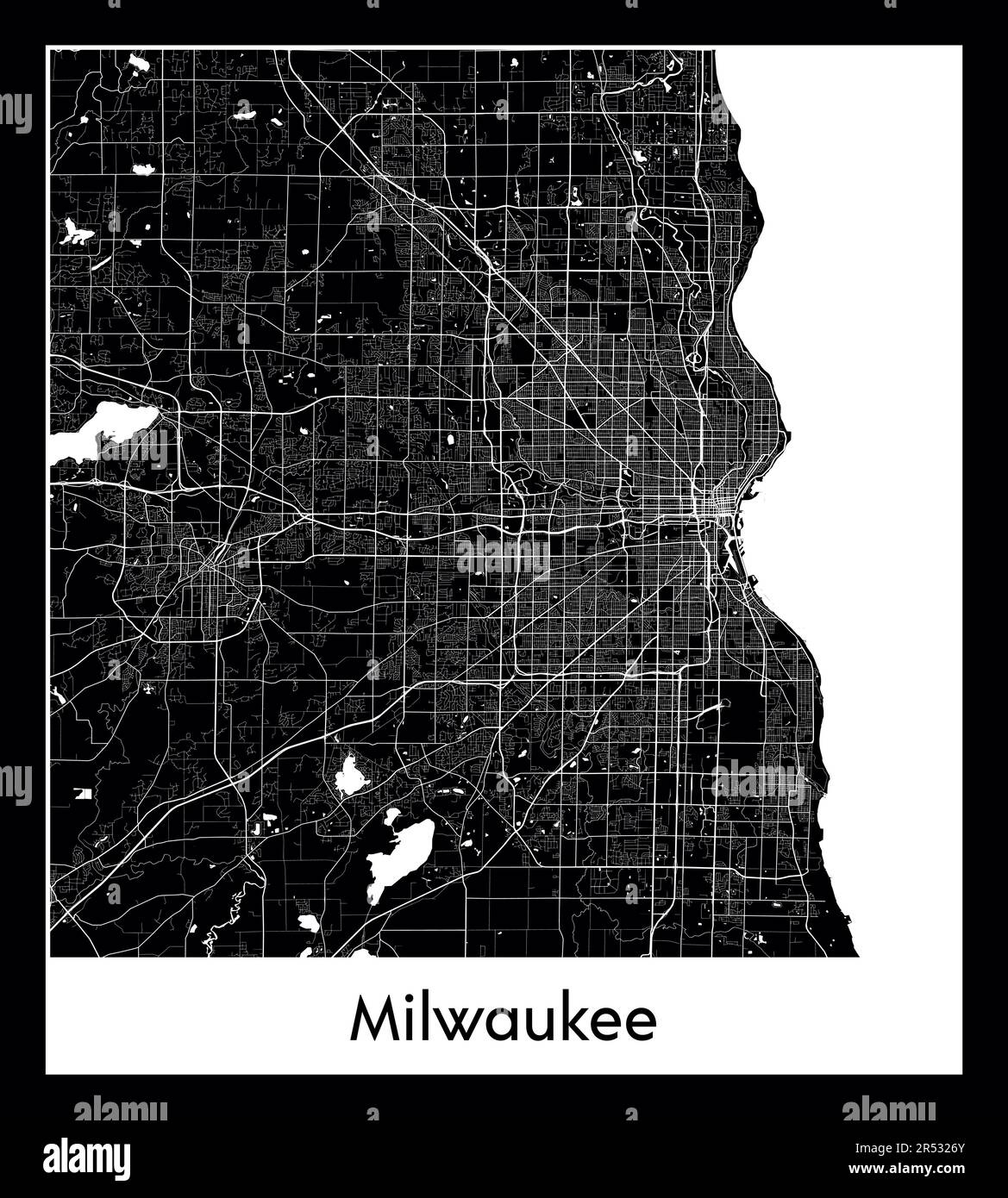 Minimal city map of Milwaukee (United States North America Stock Vector ...