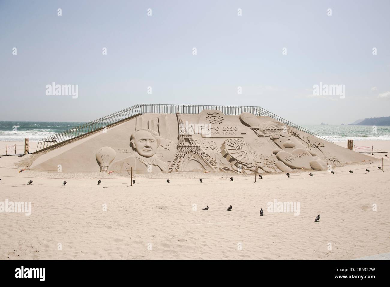 World Expo 2030 sand sculpture in Busan, South Korea, World Expo, city ...