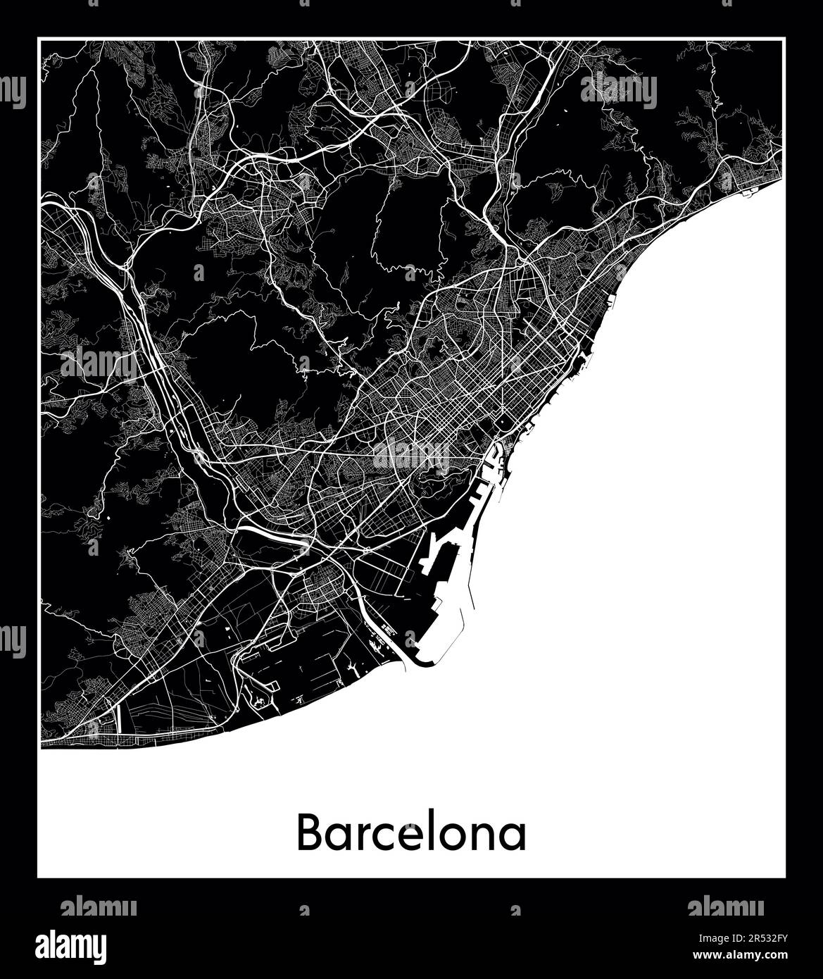 Minimal city map of Barcelona (Spain EuMinimal city map of Barcelona ...