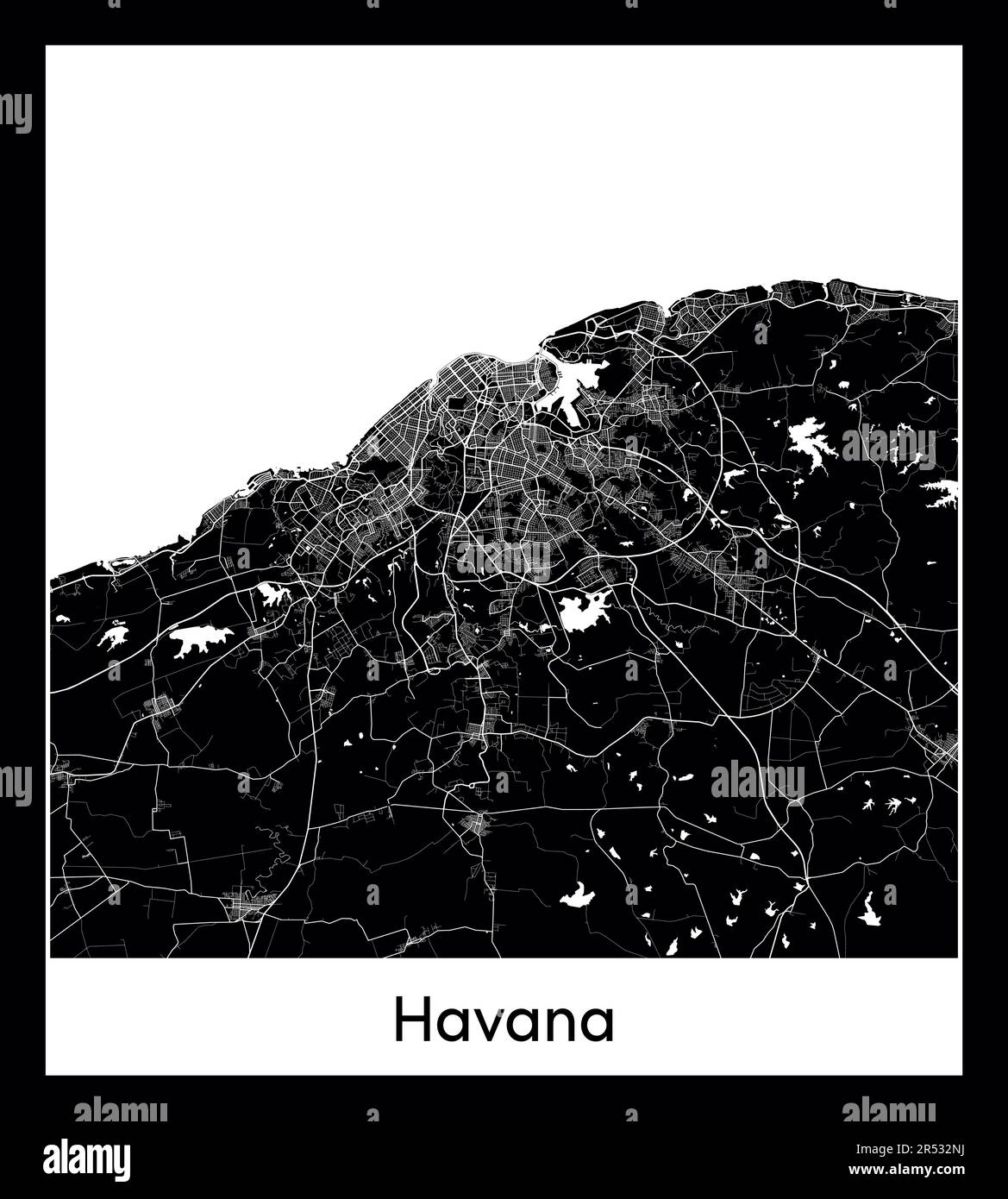 Minimal city map of Havana (Cuba North America Stock Vector Image & Art ...