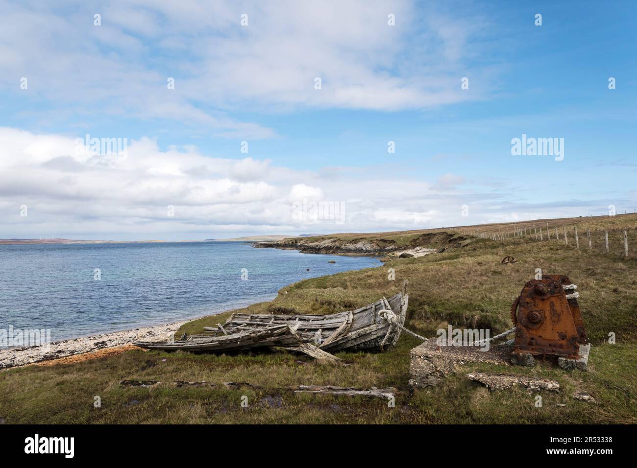 The remains of the last sixareen on Fetlar at Ugasta Pier, Shetland ...