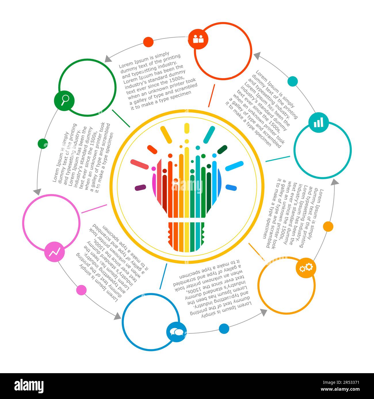 Creative business. Abstract infographics. Timeline with 6 steps, circles. Vector illustration ...