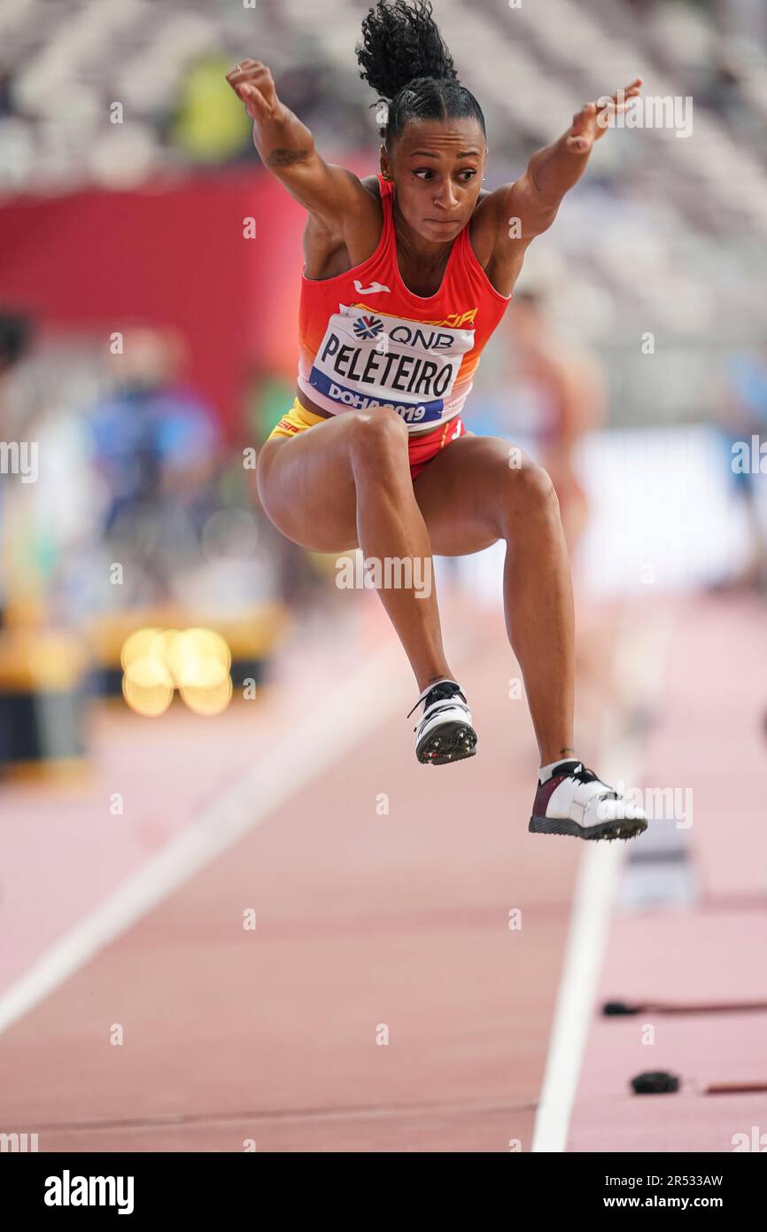 Ana Peleteiro in the triple jump at the Doha 2019 World Athletics ...