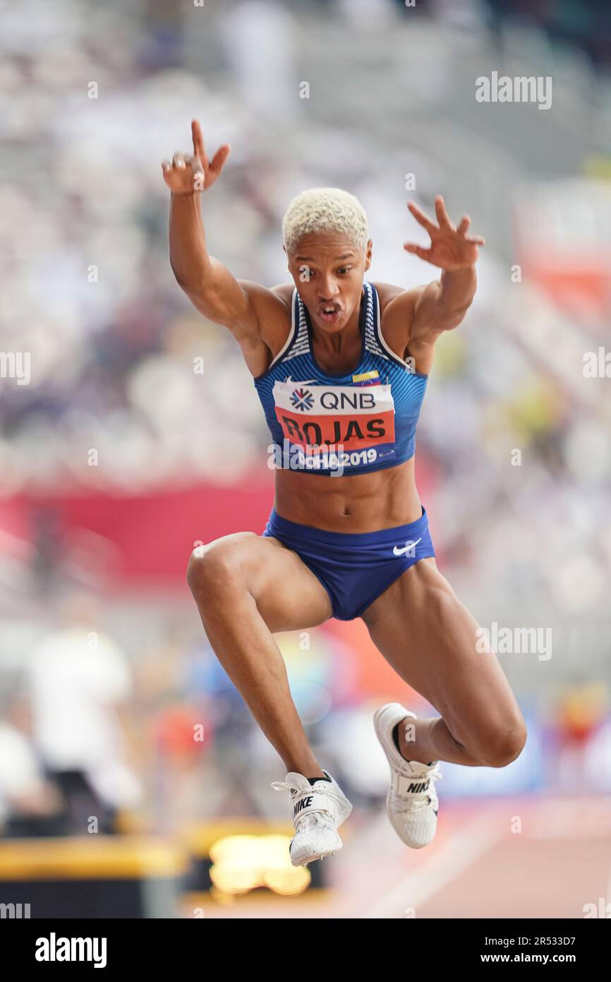 Yulimar Rojas in the triple jump at the Doha 2019 World Athletics ...