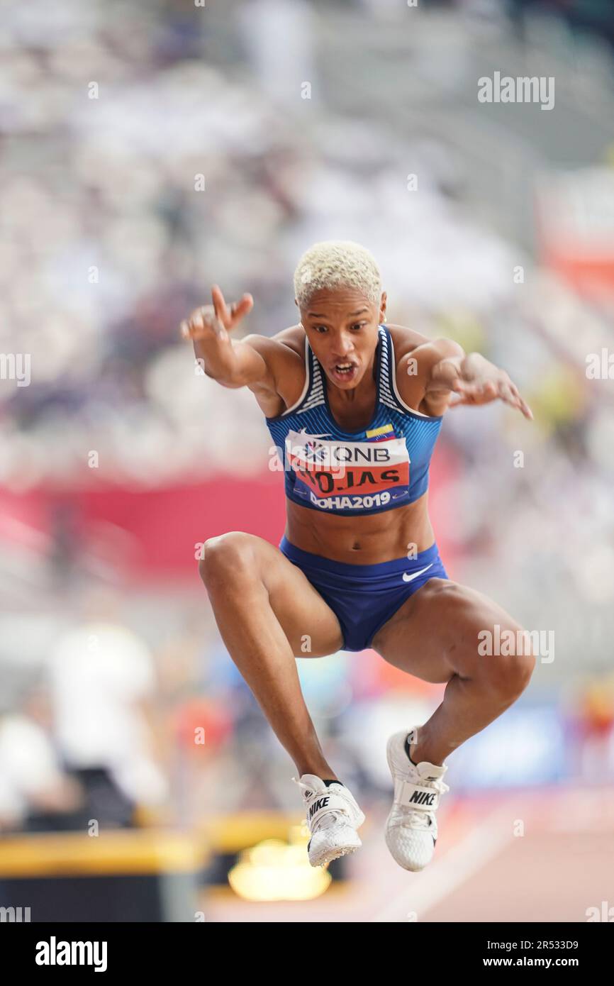 Yulimar Rojas in the triple jump at the Doha 2019 World Athletics ...