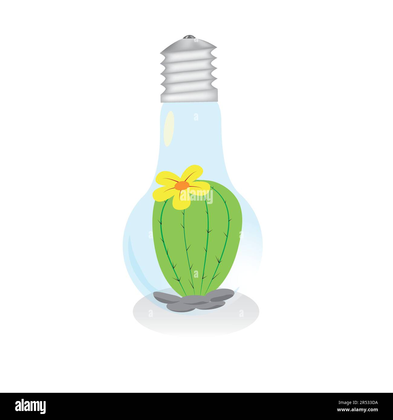 Cartoon image of a cactus inside a light bulb. Vector illustration ...