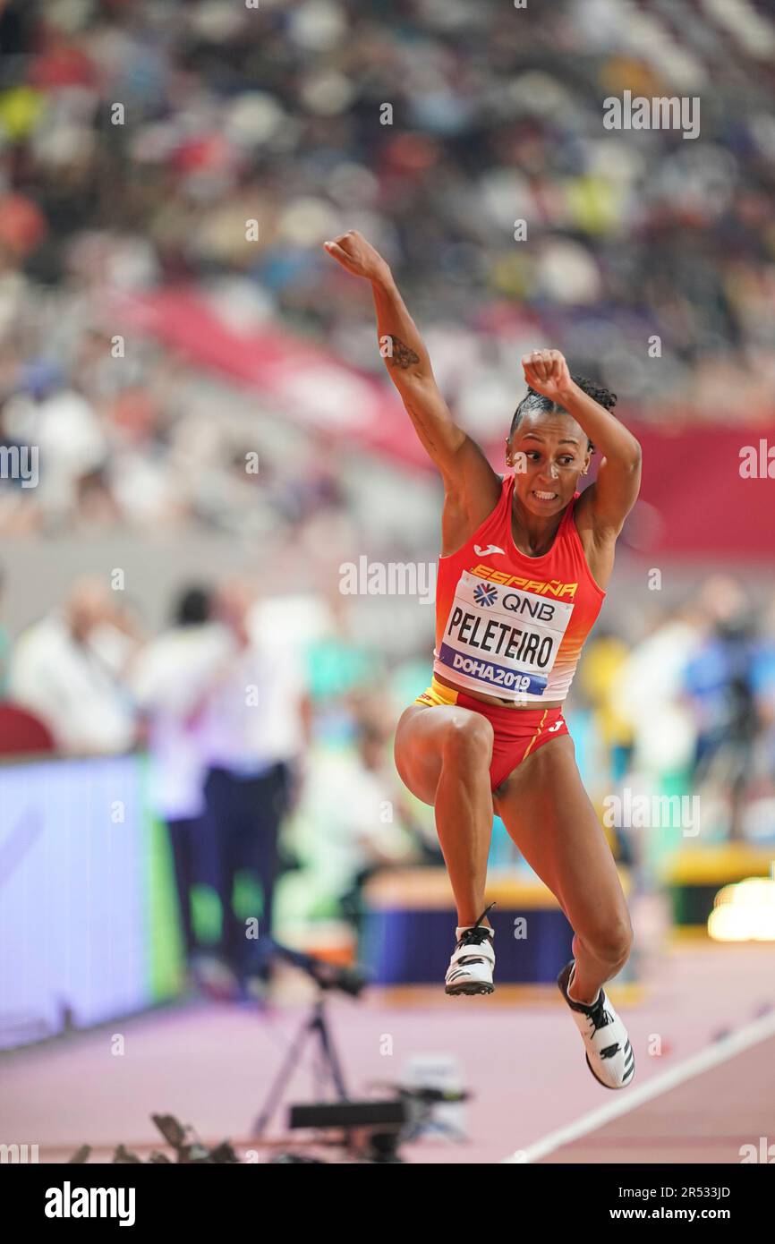 Ana Peleteiro in the triple jump at the Doha 2019 World Athletics ...