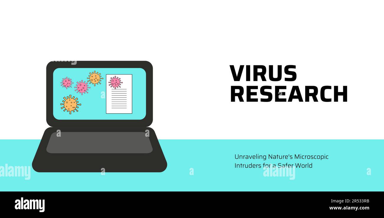 Virus Research Banner on White and Blue Background. Stylish Banner with ...