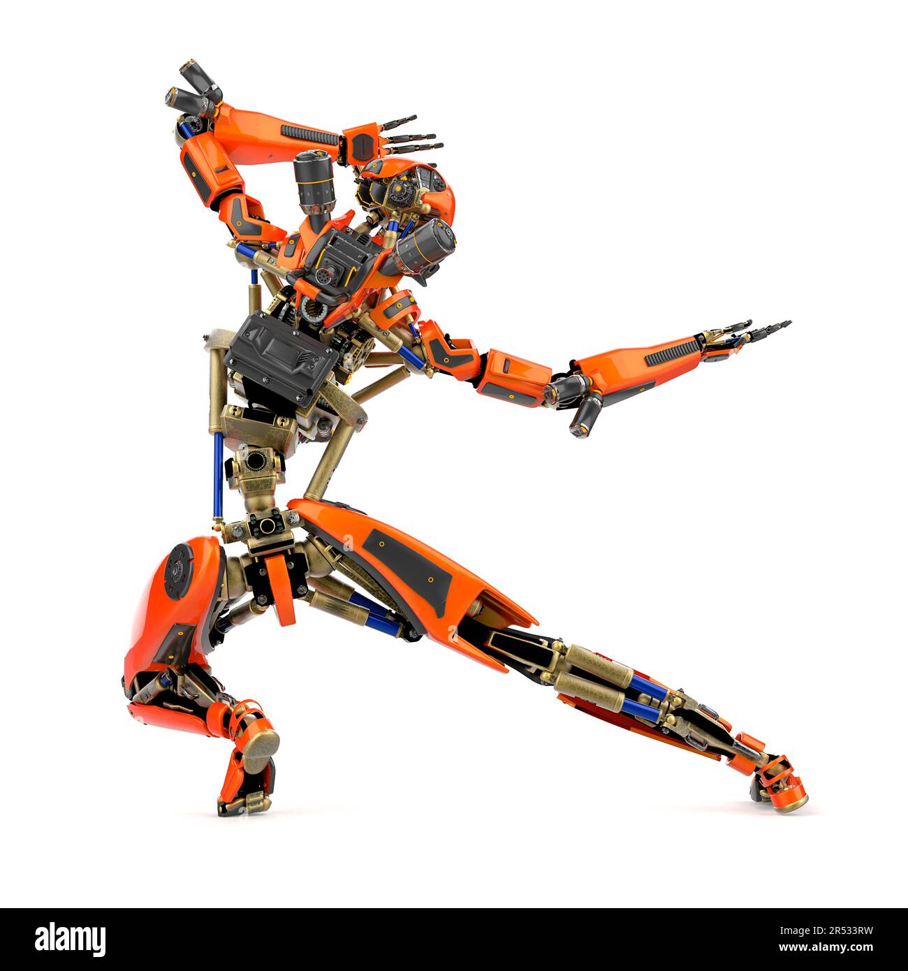 super robot in karate action rear view, 3d illustration Stock Photo - Alamy