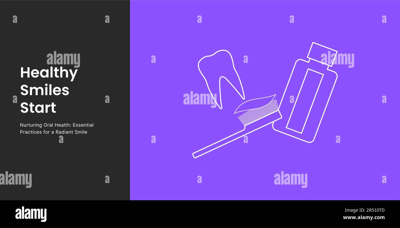 Healthy Smile Banner on Black and Purple Background. Stylish Banner ...