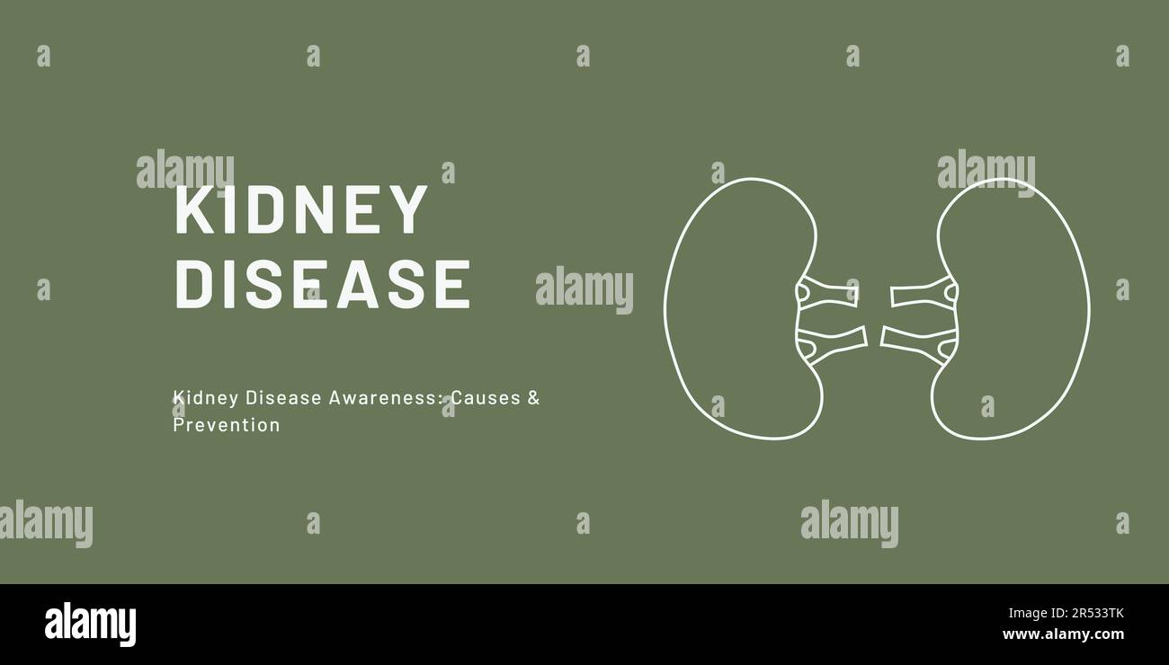 Kidney Disease Banner on Green Background. Stylish Banner with Text and ...