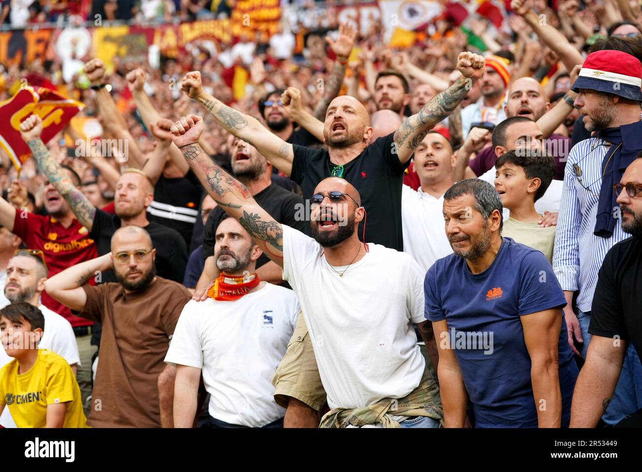 Roma fans in the stands ahead of the UEFA Europa League Final at the ...