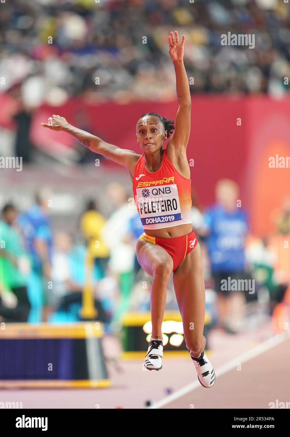 Ana Peleteiro in the triple jump at the Doha 2019 World Athletics ...