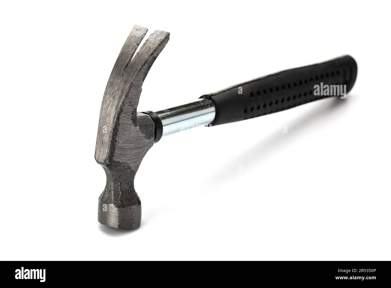Hammer with black handle isolated on white background Stock Photo - Alamy